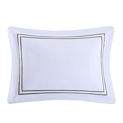 Madison Park Signature Down 1000-Thread Count Embroidered Cotton Duvet Cover Set Grey King