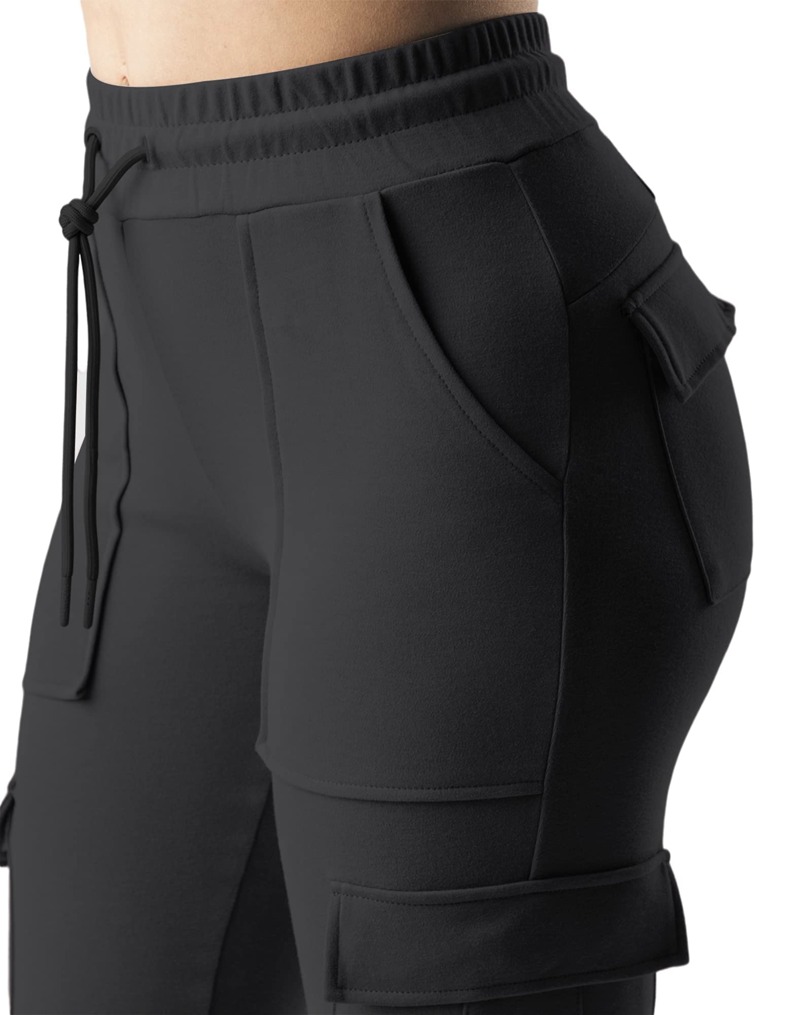 RESHE Joggers for Women Sweatpants Track Pants Hiking Running Workout Lightweight Plus Size Tapered Pants Black, Small