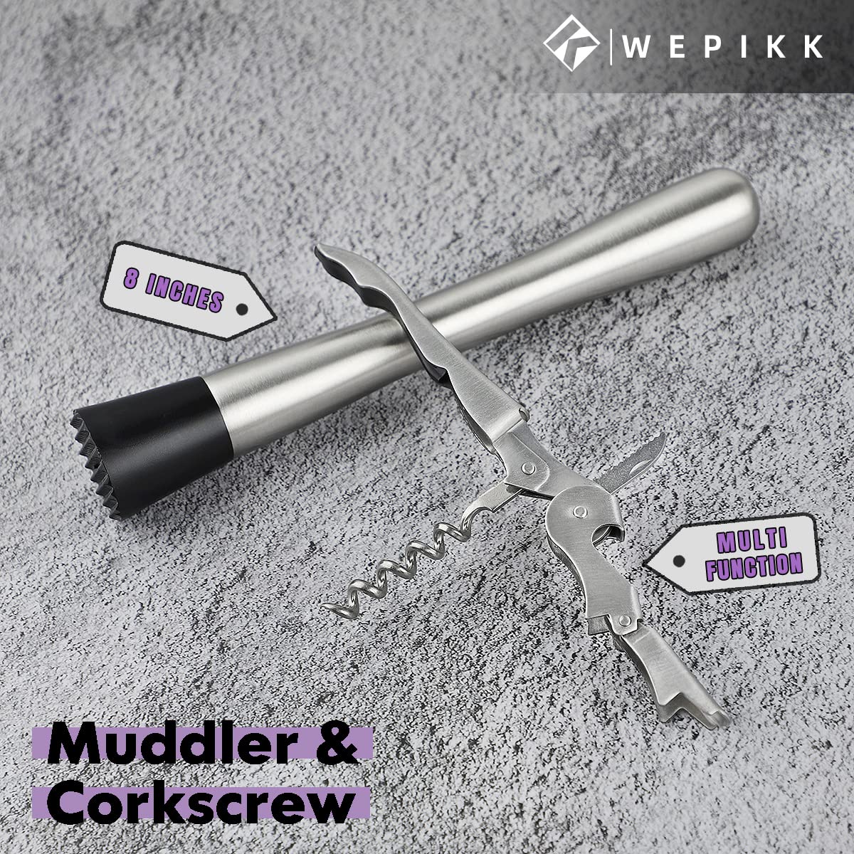 Wepikk Cocktail Shaker Boston Shaker Set Mixology Travel Bartender Kit Portable Bar Tools Carry Bag Stainless Steel 20oz & 24oz Tins Jigger Muddler Strainer Mixing Spoon Martini Margarita Mojito