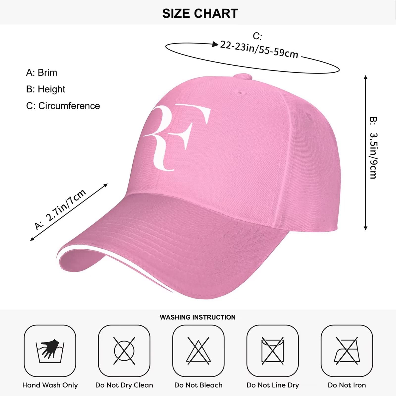 ROGER FEDERER hat Adult Unisex Classic Adjustable Sandwich Baseball caps Hats for Mens&Women's Pink