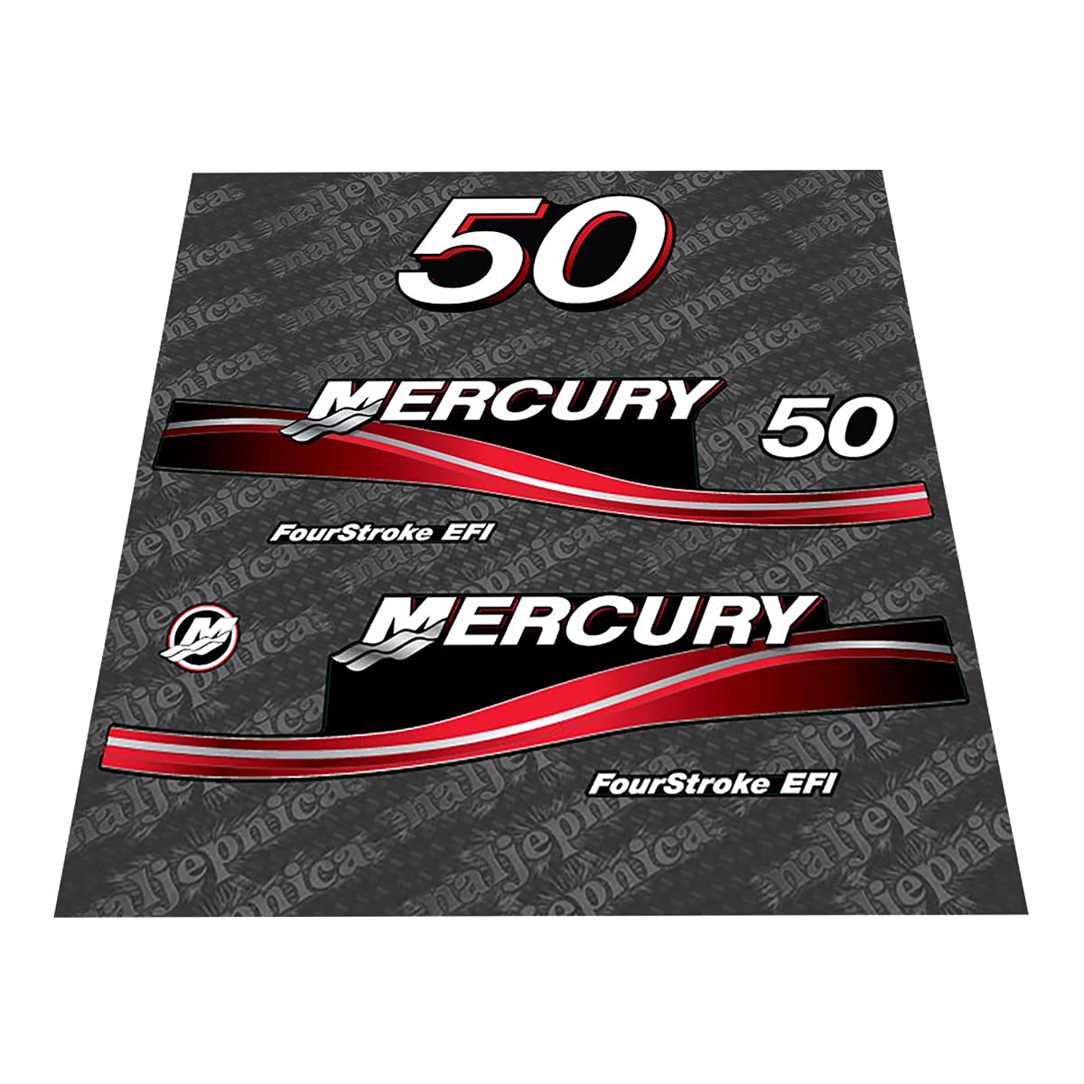 Mercury Outboards 50 F.S. EFI (2005-2007) Outboard Compatible Replacement Decal (Sticker) Set