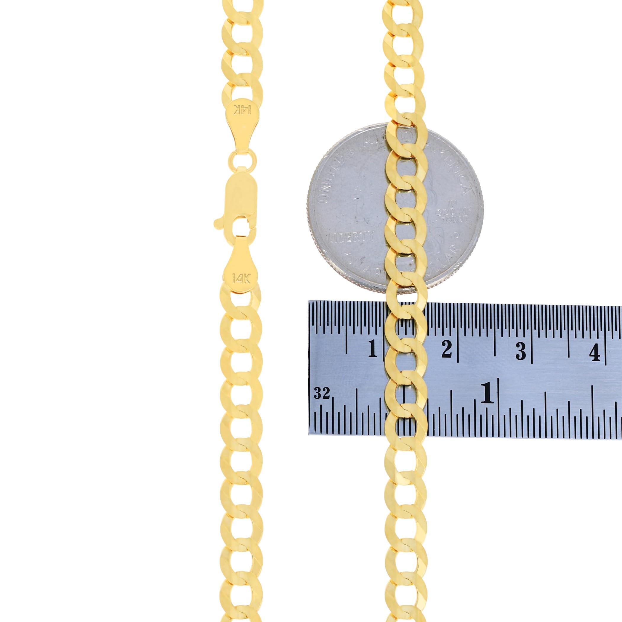 Nuragold 14k Yellow Gold 6mm Solid Cuban Curb Link Chain Bracelet, Mens Womens Jewelry 7" 7.5" 8" 8.5" 9"