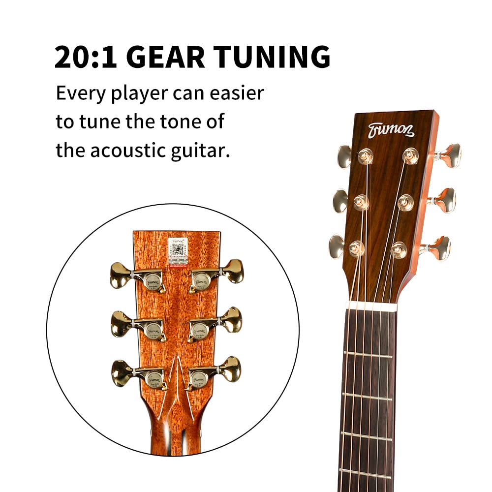 TRUMON Cutaway Acoustic Guitar Solid Top Dreadnought Adult Beginner Full Size 41" with Acustica Guitarra Starter Bundle Kit