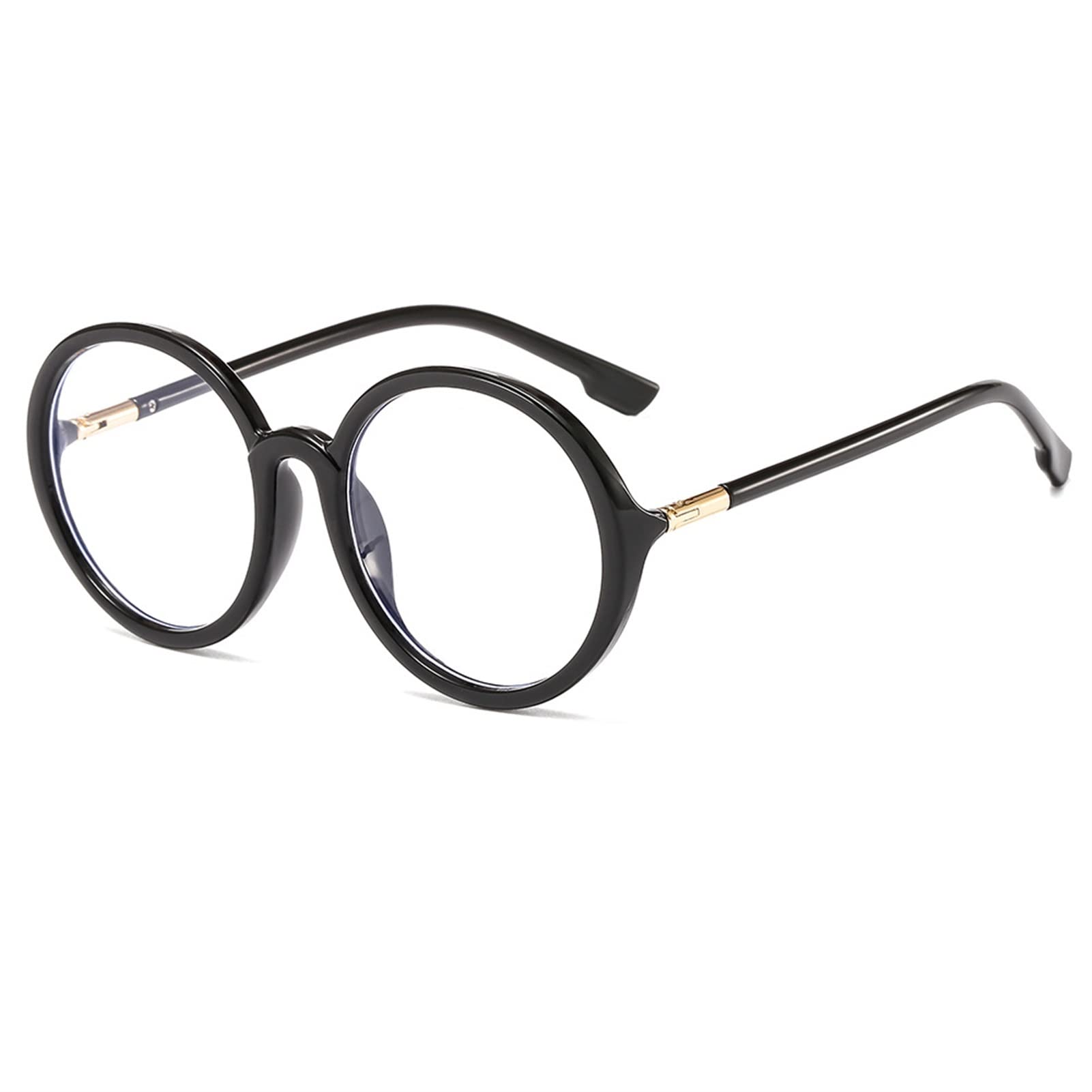 Reading Glasses, Retro Round Frames Eyeglass, Anti Blue Light Eyeglasses, Oversized Frame Computer Glasses for Women Men, Anti Glare/UV Ray Eyeglasses (Color : Black-01, Size : +3)