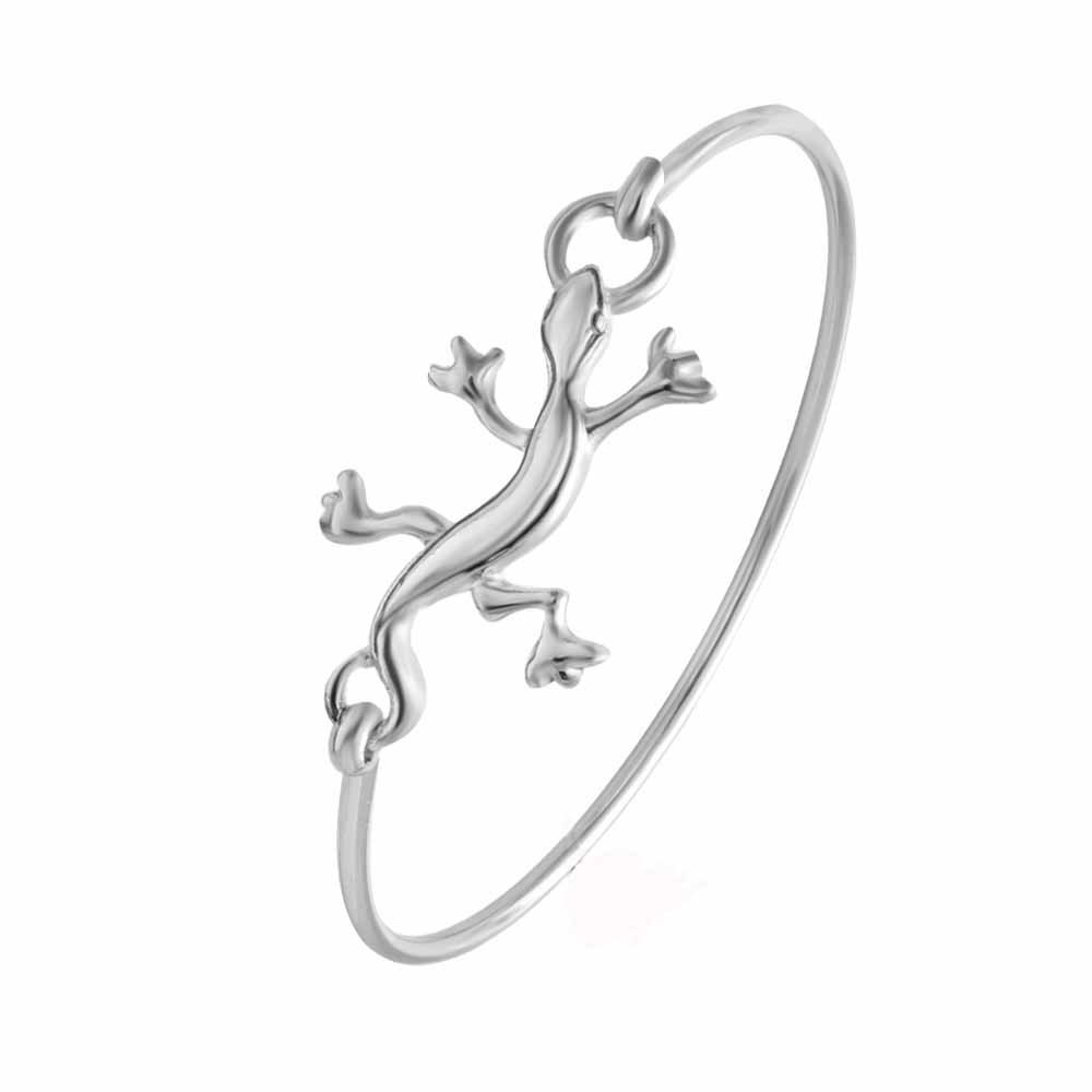 NOUMANDA Fashion Animal Gecko Bangle 3 Colors Openable Hook Bracelet Bangle Jewellery (silver color)