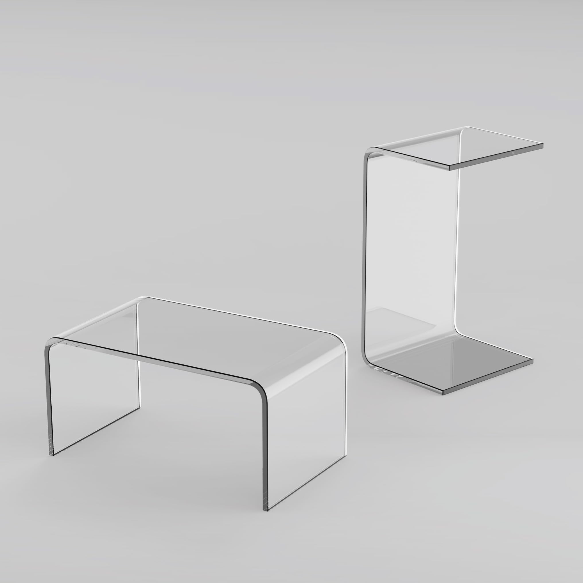 MESAILUP Premium Acrylic Coffee Table, 32" L x 16" W x16'' H x3/4'' Thickness (19mm), Clear Modern Decorative Waterfall Tea Table for Small Living Room, Bathroom, Bedroom and Office
