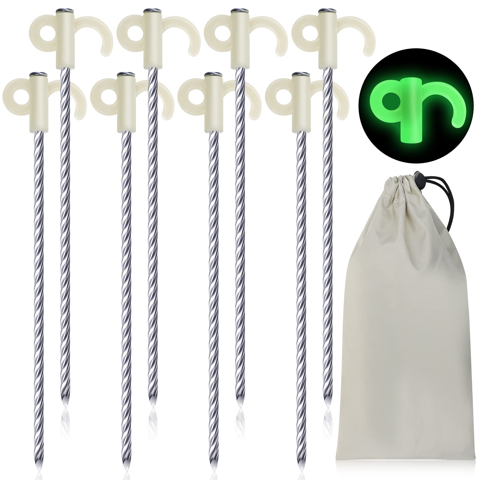teyixyi TEYIXYI Tent Stakes,Camping Stakes 25cm Heavy Duty Tent Nail,Galvanized Steel Pegs Pop Up Tent Stakes Pegs with Night White Silver A01 A01