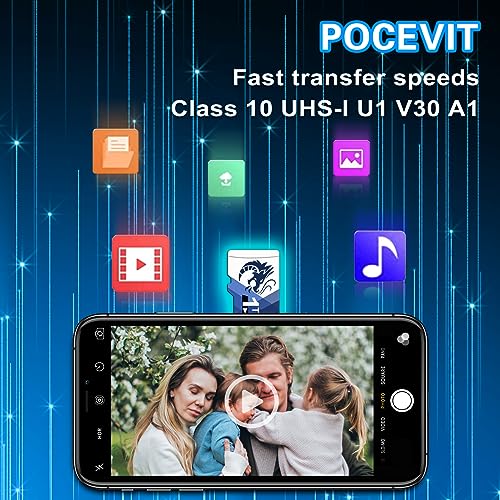 POCEVIT Memory Card 1TB TF Card with Adapter | Flash Memory Card Up to 80MB/s, A1, U3, Class10, V30, UHS-I, High Speed for Android Smart-Phones,Tablets,Camera