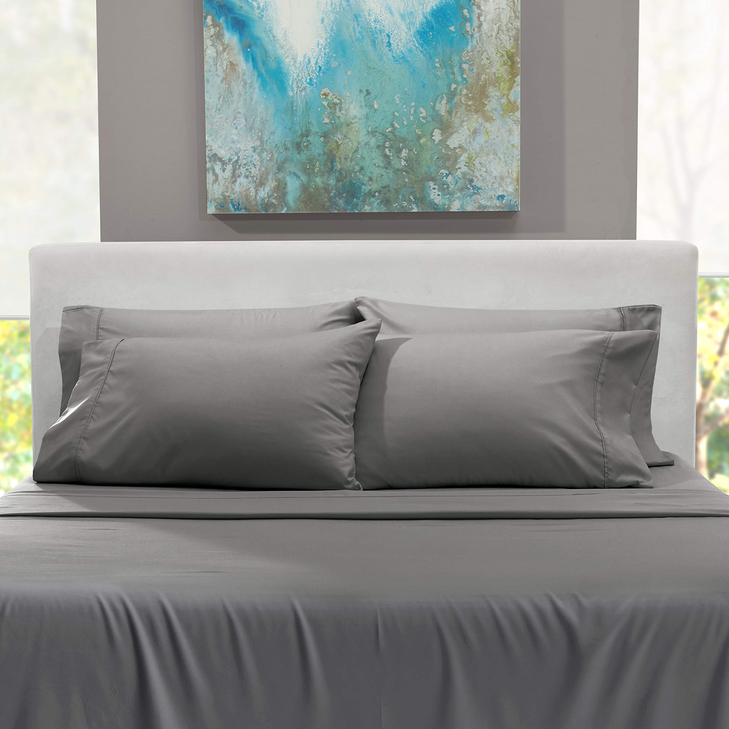 Nestl Extra Full Size Sheets Deep Pocket Set - 6 PC Soft Microfiber Deep Pocket Full Sheets - Fade Resistant Bedding Sheets & Pillowcases - Full, Dark Gray