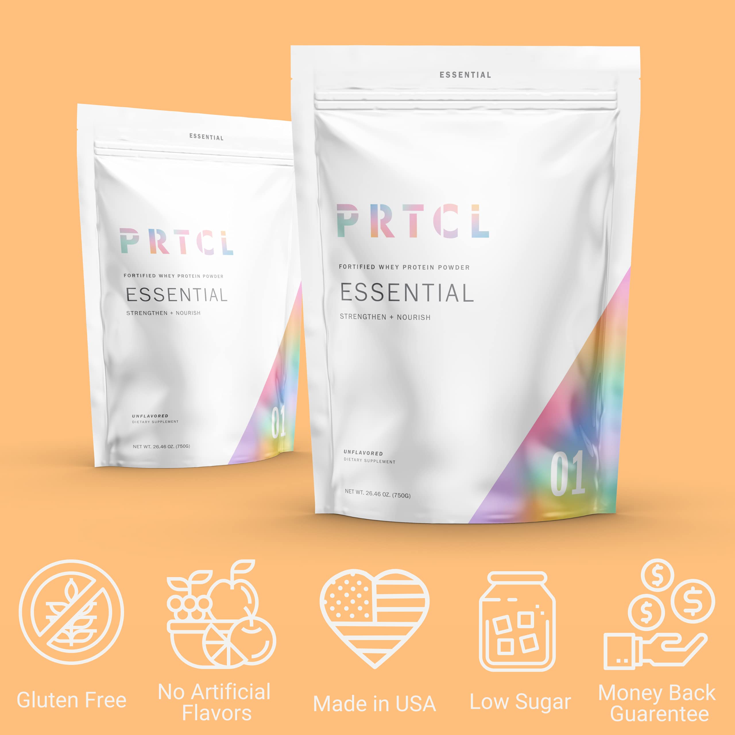 PRTCL Essential French Vanilla Whey Protein Powder - 2 lbs., 30 Servings, 20g Protein per Scoop