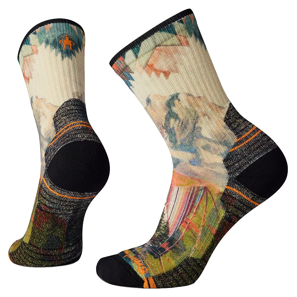 Smartwool SW001569100S Women's Hike Light Cushion Mountain Print Crew Socks Natural S