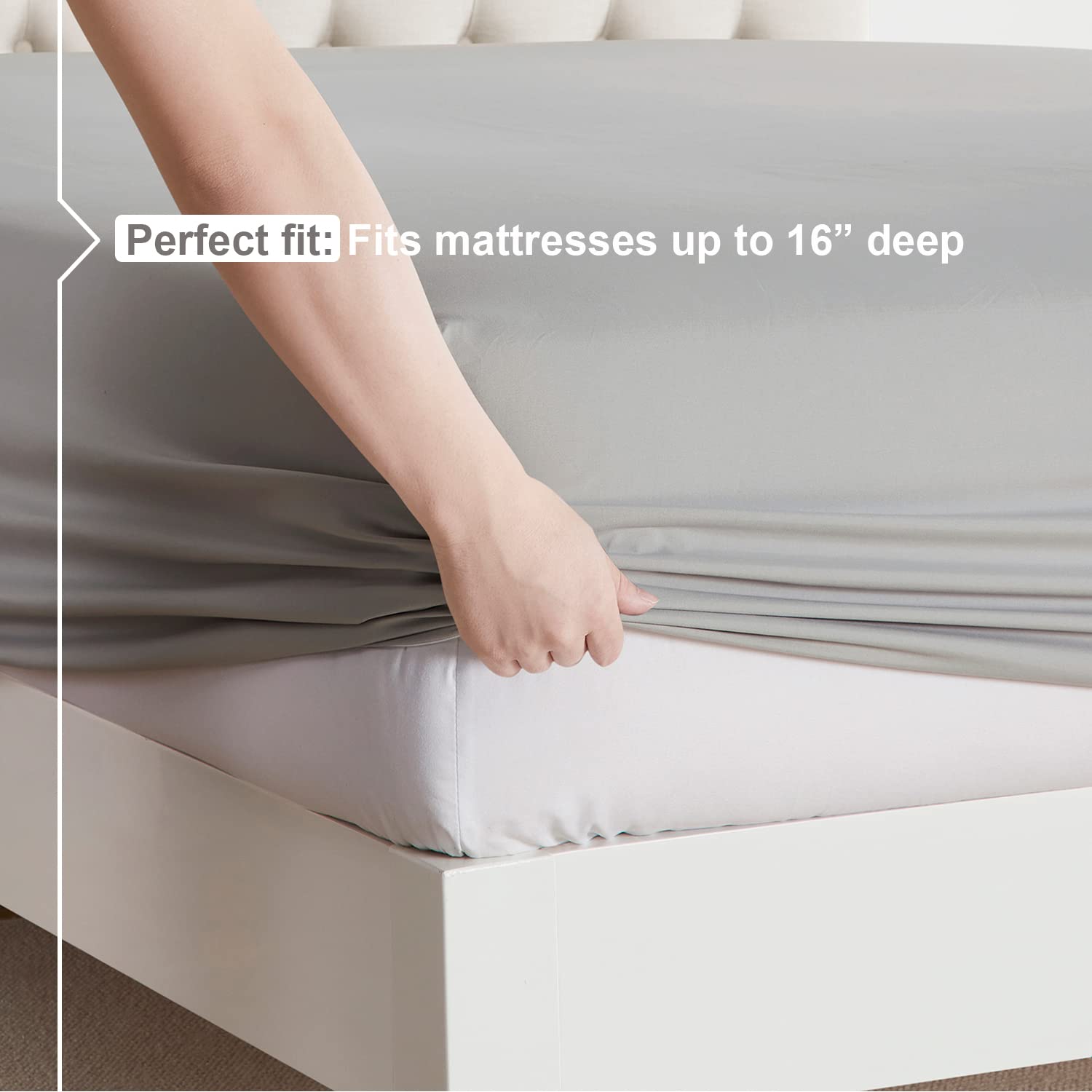 Nestl Full Size Sheet Sets - 4 Piece Full Size Sheets, Deep Pocket, Hotel Luxury, Extra Soft, Breathable and Cooling, Light Grey Bed Sheets for Full Size Mattress