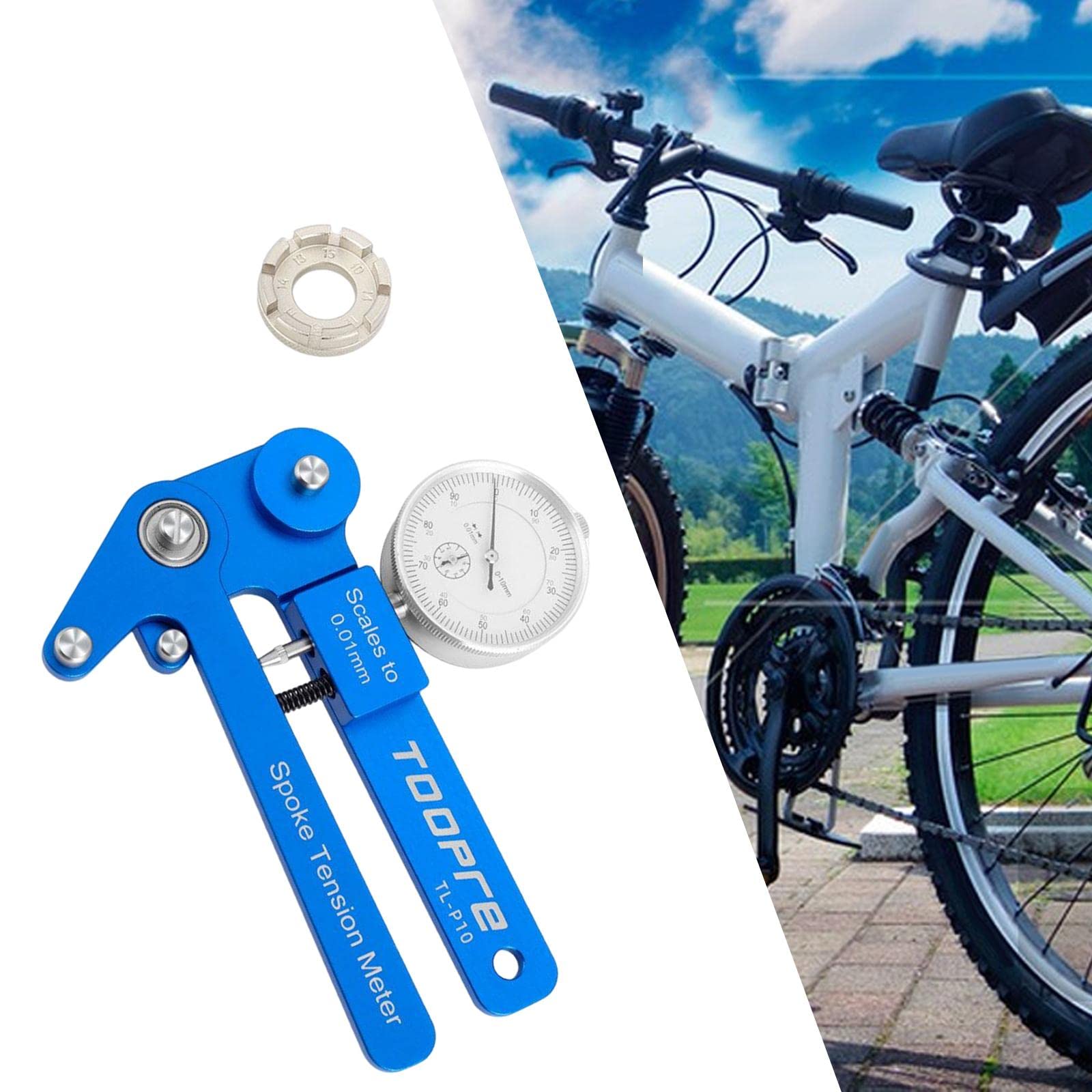 Vaveren Bikes Tension Meter Spokes Calibration Tool Durable Road Bike Indicator Meter Mountain Bike Rim Adjustment Tensiometer Bike Aluminum Alloy, Mechanical Meter