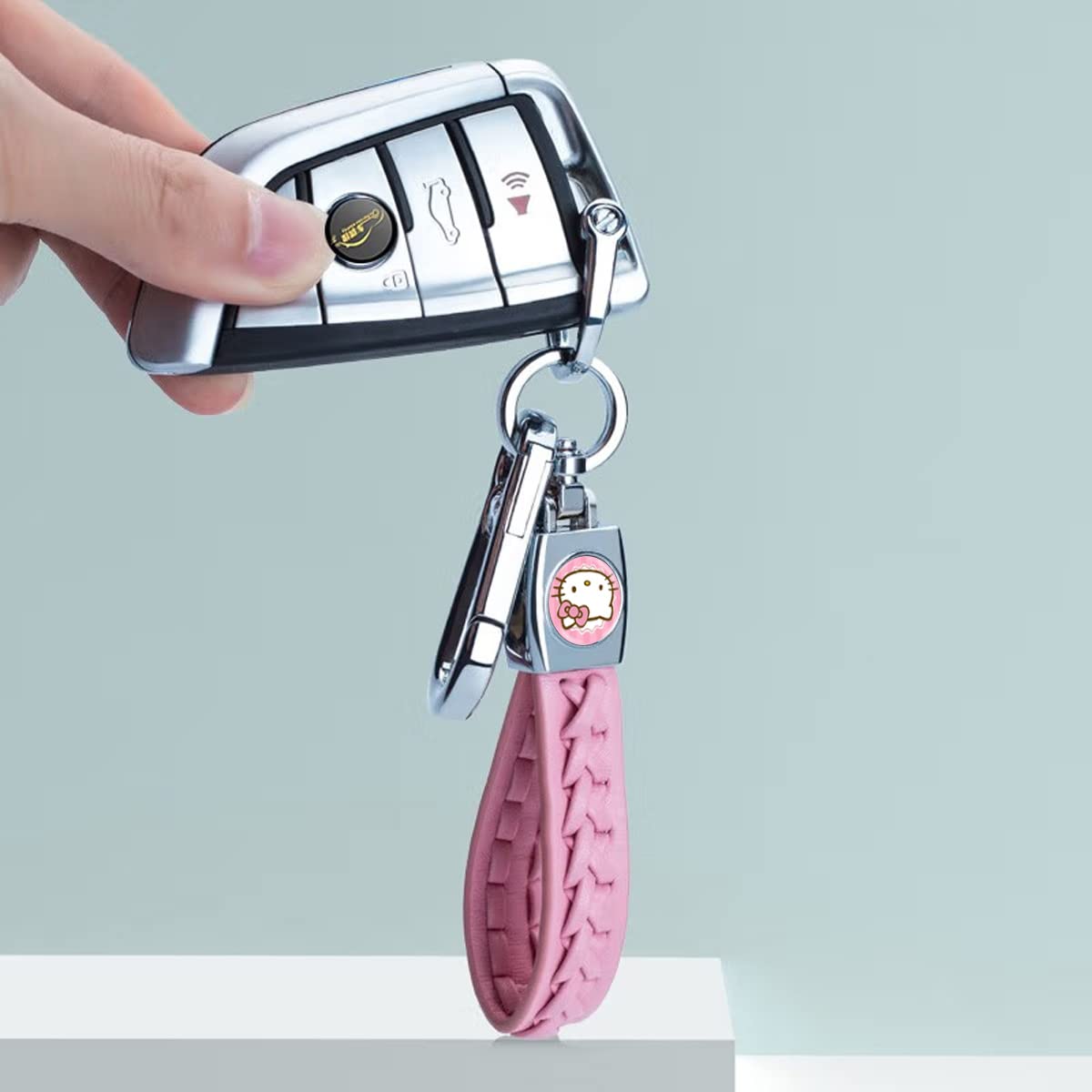 TOATEE for Hello Kitty Keychain Leather Key Chain Cute Keychains Kawaii Keyring For Hello Kitty Car Accessories(Braided rope style)