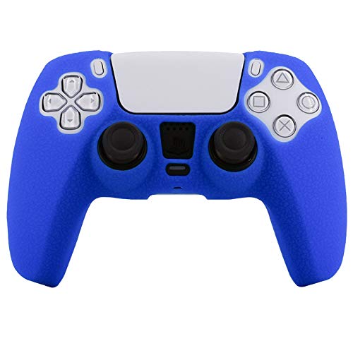 PS5 Controller Cover,Hikfly Silicone Grip for Sony PlayStation5 Controller Skin Protector Faceplates Kits Video Games Pack 2 Covers with 8pcs Thumb Grips Caps(Red,Blue)