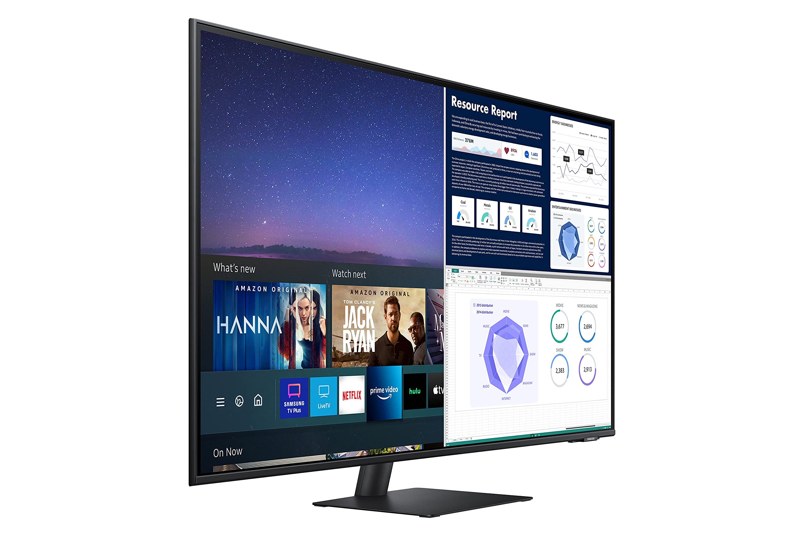 Samsung M70 Smart 43 Inch 4K Computer Monitor, Smart TV Apps, Microsoft 365, 4K Monitor (LS43AM702UNXZA)