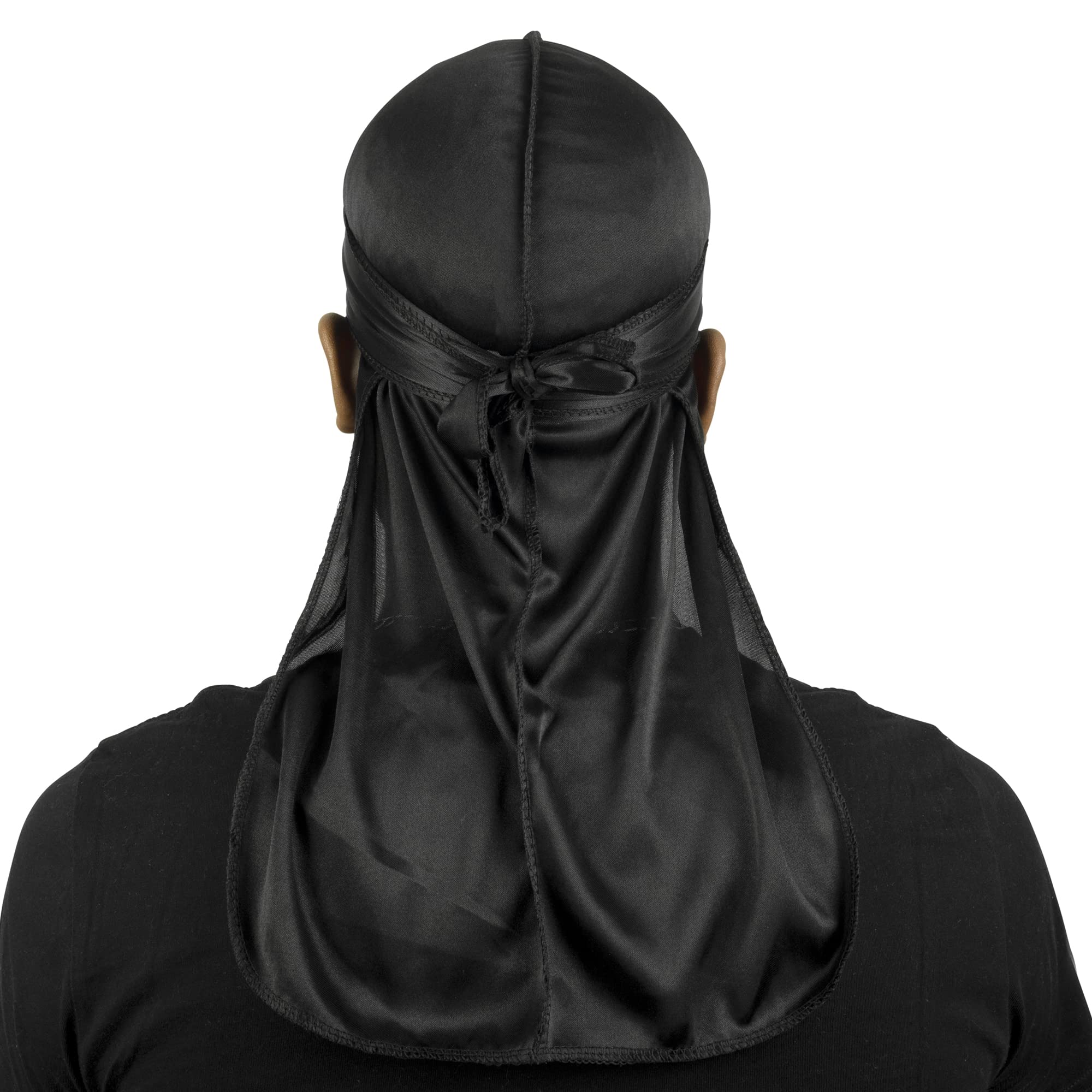Roman-T Premium Silky Satin Durag - Designer Anime Durags for Men and Women - Long, Wide Tails (Clouds)