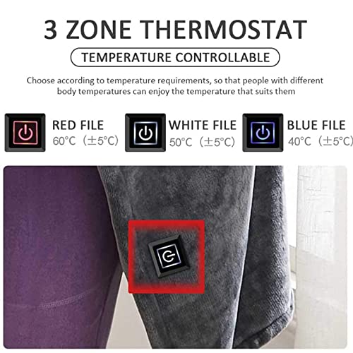 Sywlwxkq Heating Pad Blanket Portable, with Heating Settings and Auto Shutoff Electric Lap Blanket Throw, for Car Office Home Chair Grey Blanket Electric