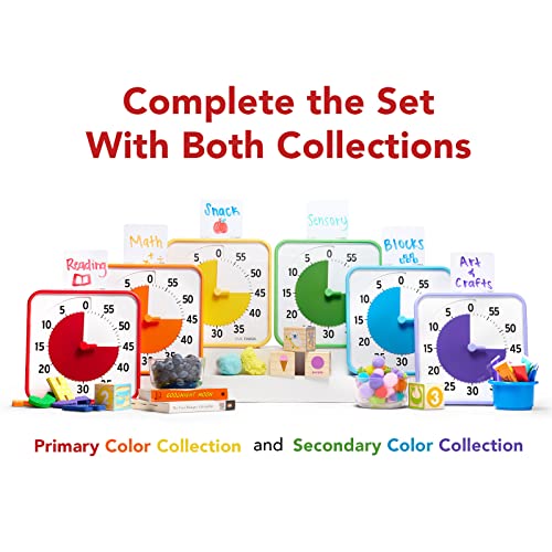Time Timer 8 Inch Learning Center Classroom Set β 60 Minute Visual Timer for Kids with Dry Erase Activity Cards for Kids Classroom, Learning Centers and Teachers Desk Clock, Primary (3-Pack)