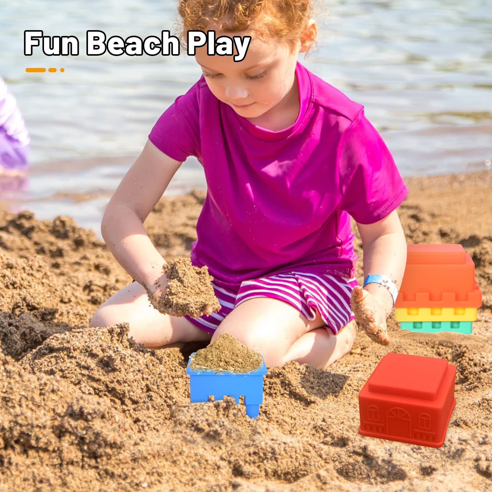 Yhopee Silicone Stacking Cups, Baby Stacking Castle Toy, Silicone Stacking Toy for Toddlers 1-3, Montessori Stacking and Nesting Toy for Babies, Baby Bath Toys, 5 Layers