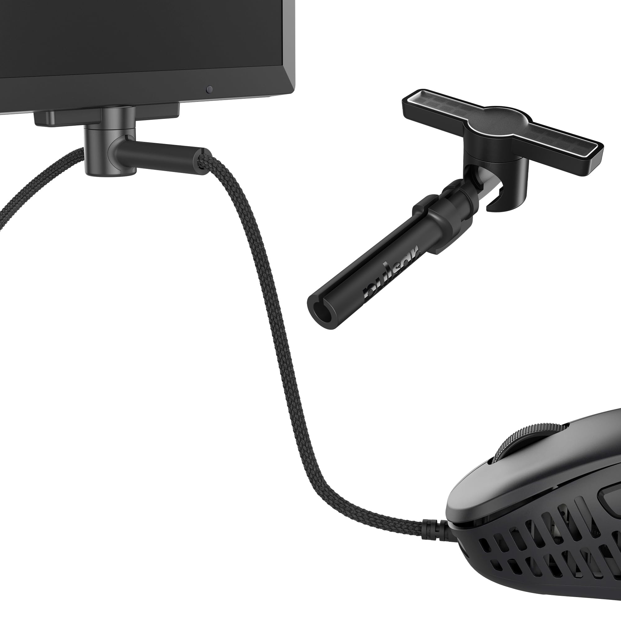 Pulsar Gaming Gears - Micro Bungee : Drag-Free Wired Mouse Support - Super Compact Size - Keep Your Set up Clean - Attach it to Your Monitor - Get More Space (Single Pack)