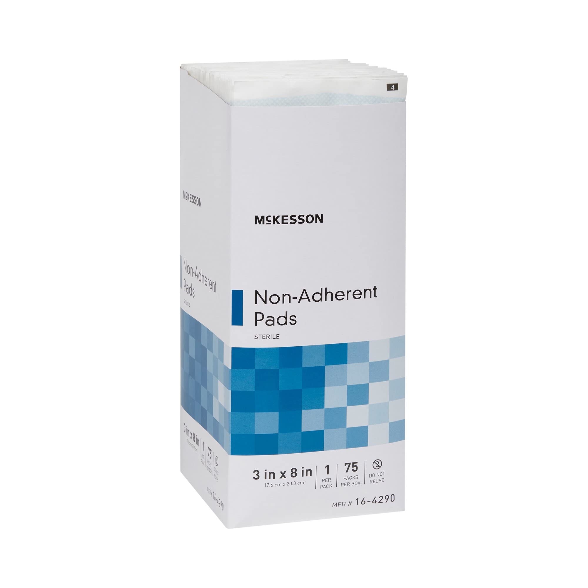 McKesson Non-Adherent Dressing Pads, Sterile, Nylon/Polyester, 3 in x 8 in, 75 Count, 1 Pack