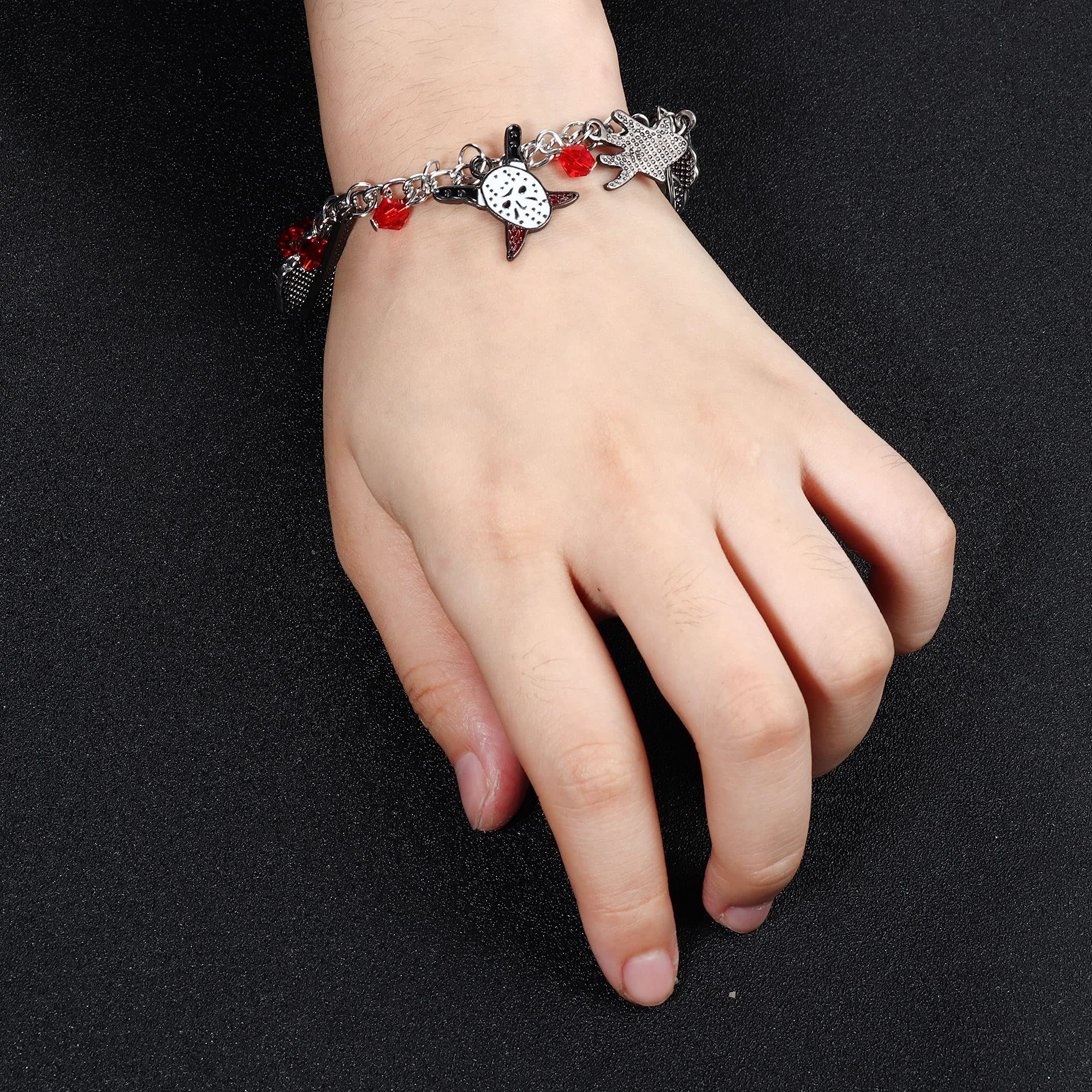 Sanfenly Charm Bracelets for Women Men, Scary Christmas Halloween Link Bracelets for Horror Fans