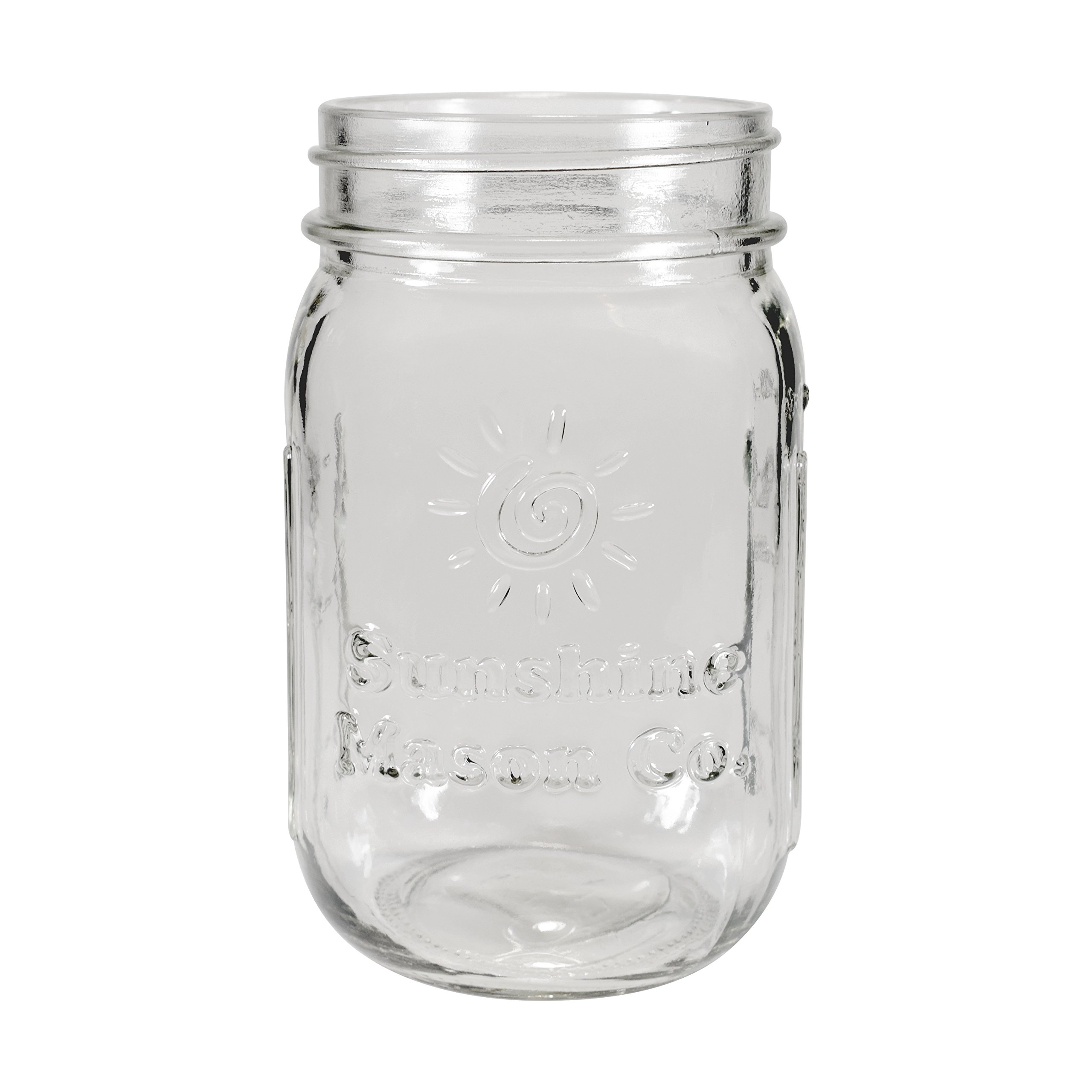 Sunshine Mason Co. Glass Mason Jar set with Yellow Gingham lids and White Straws, Set of 6