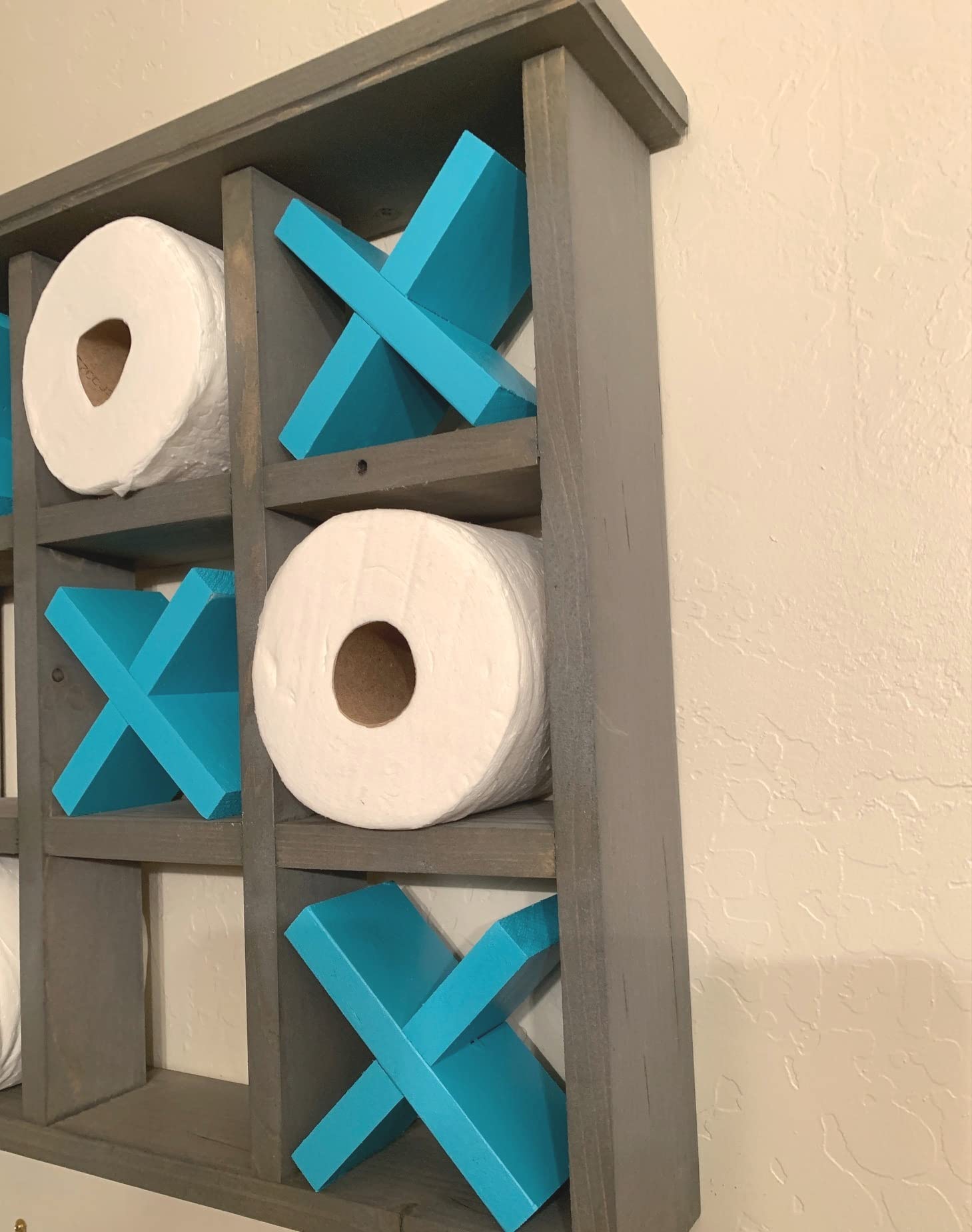 Tic Tac Toe Bathroom Toilet Paper Storage Shelf- NEW DESIGN- Handmade-NO ASSEMBLY REQUIRED-Bathroom Wall Decor
