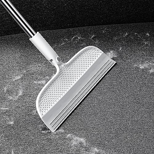 Magic Broom Floor Squeegee Pet Hair Remover, Silicone Squeegee Broom for Floor, Long Handle Squeegee for Carpet, Bathroom Tile, Hardwood, Fur,Garage, Liquid Spills, Fine dust, 51.77in & Hook Holder