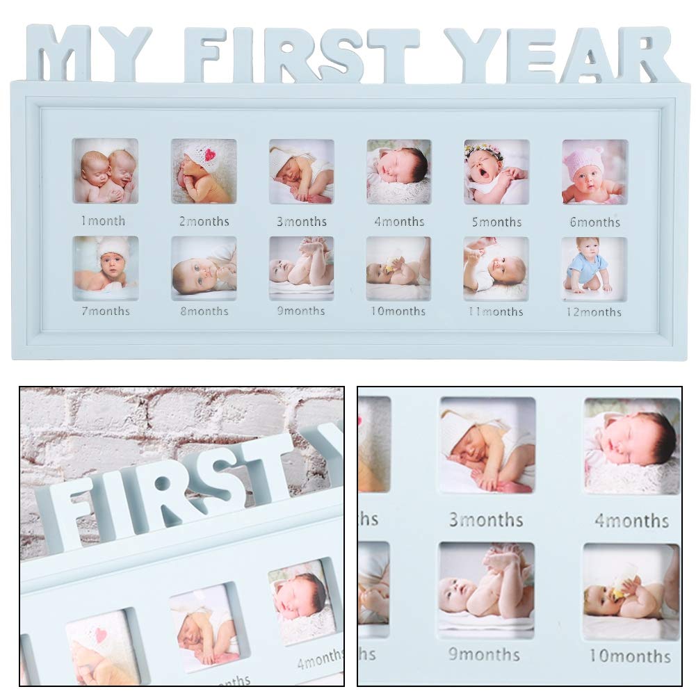 Oumefar My First Year Baby Picture Frame Modern Commemorative Picture Frame Lovely Family Christmas Anniversary Baby Footprint Kit for Room Decor
