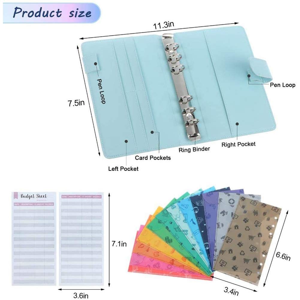 Ticarus 28 Pcs PU Leather Budget Planner Budget Organizer Binder Bank Envelopes System for Budgeting Cash Money Coupon