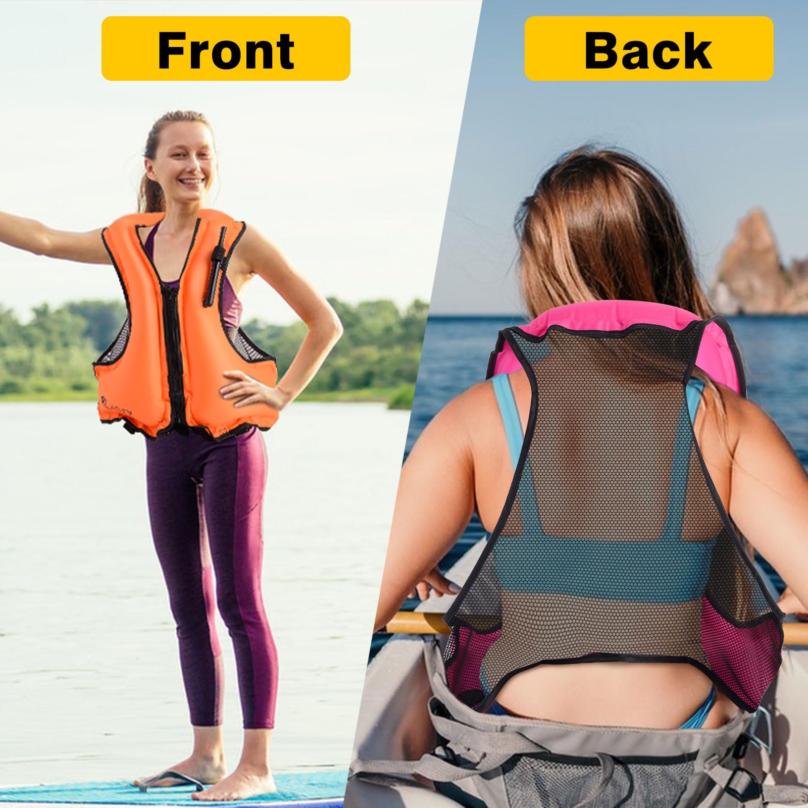 SOLY Inflatable Snorkel Vest for Adults,Snorkeling Vest,Snorkeling Vest for Kayaking Canoeing Water Sports Safety.
