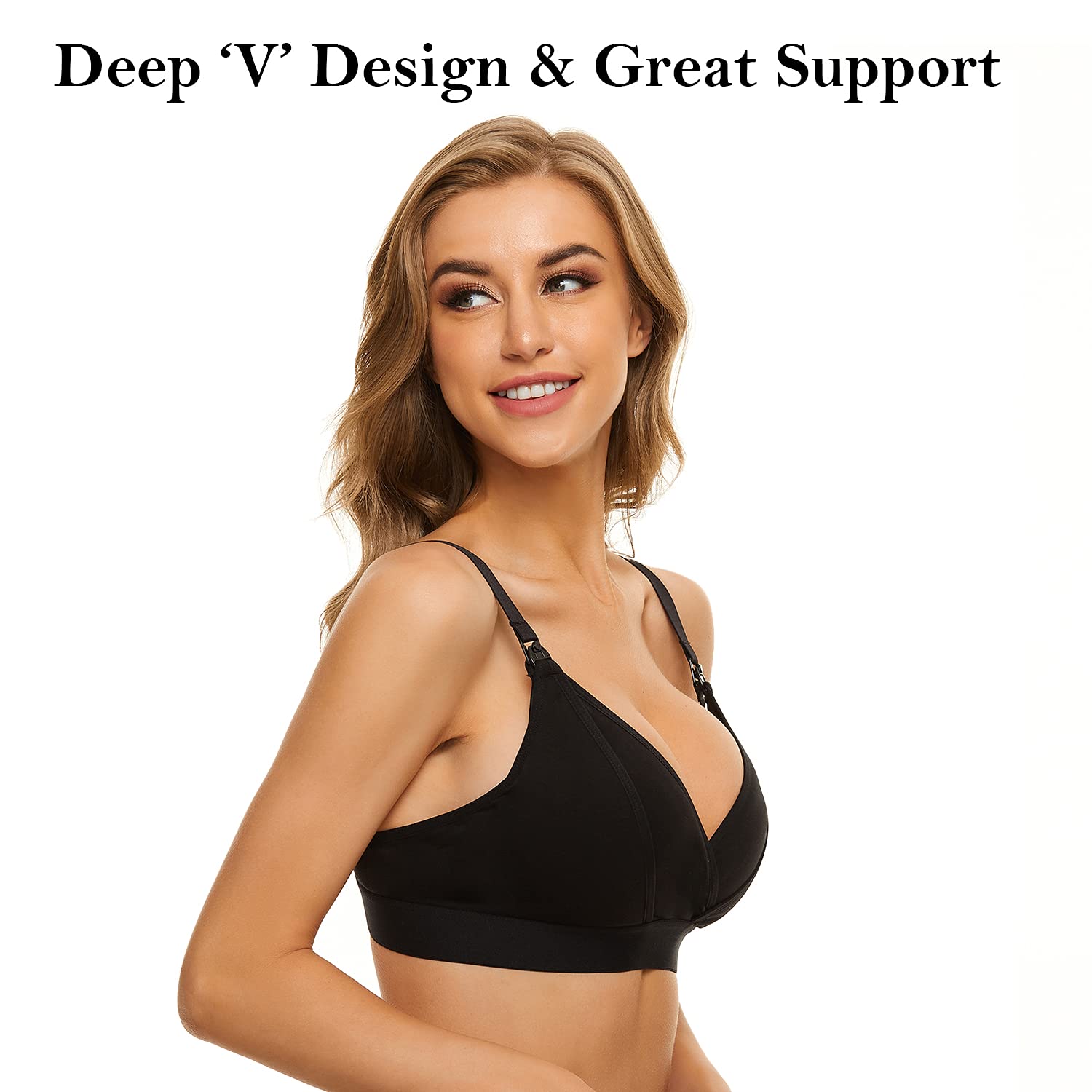 Pumping Bra Hands Free Pumping and Nursing Bra, Adjustable Wireless Comfortable Breast Pumping Bra Fits Breast Pumps, Small-XX-Large (Black, Medium)