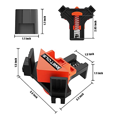 WETOLS Corner Clamp, 4Pcs Fast Adjustable Quick Spring Loaded Woodworking Clamp, 90 Degree Right Angle Clamp for Woodworking-Red-orange