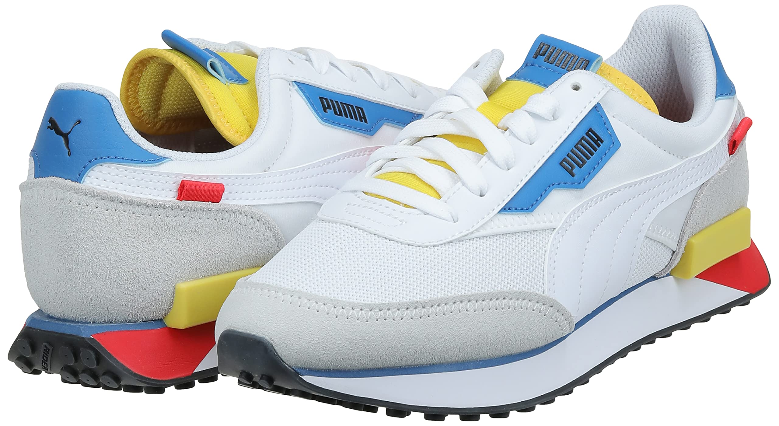 PUMA mens Future Rider Sneaker, Puma White-maize, 5 US