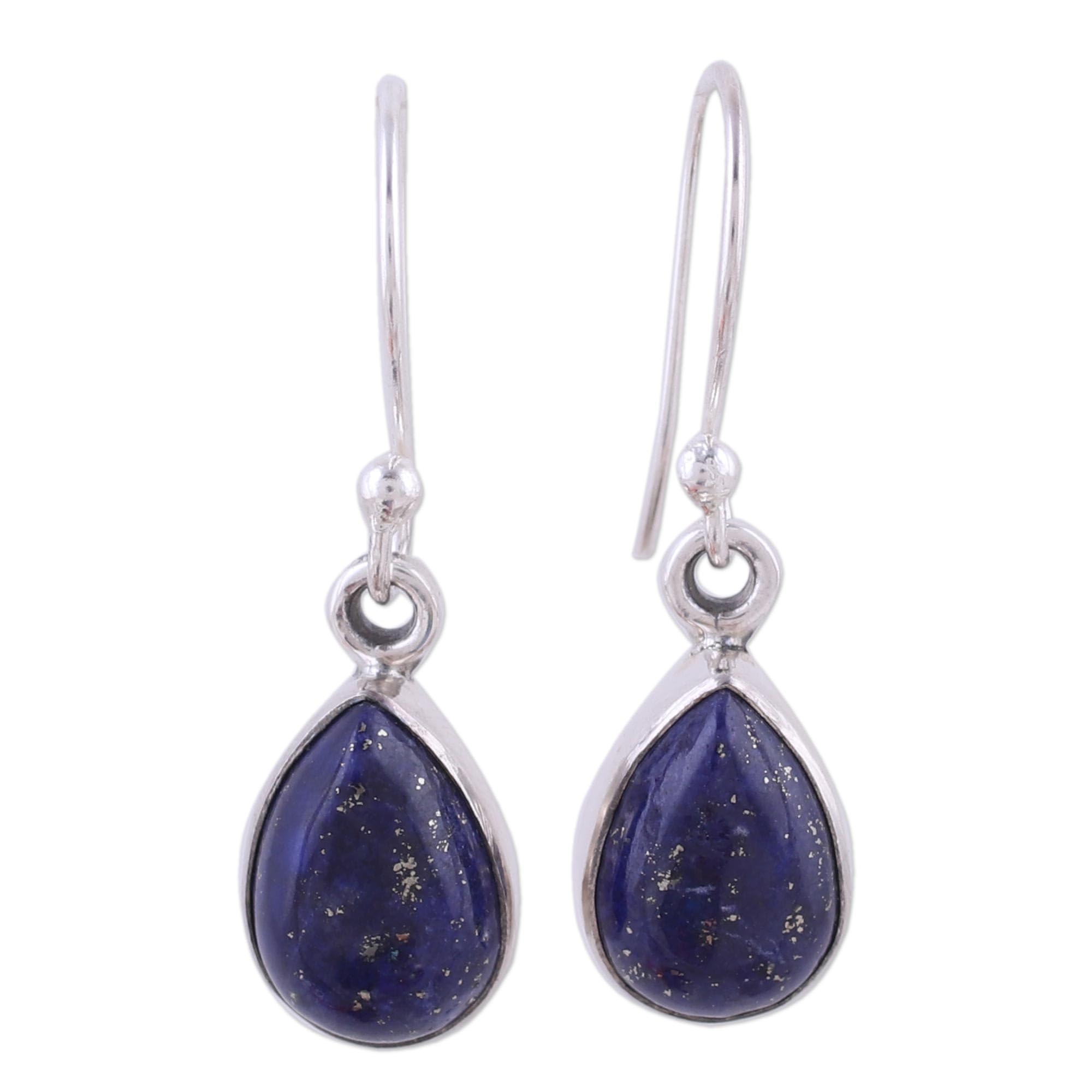 NOVICA Artisan Handcrafted Lapis Lazuli Dangle Earrings | .925 Sterling Silver Hook Earrings | Handmade Dangle Earring | Jewelry Dangle Earring | Artisan Earrings | Blue Birthstone Themed Earrings