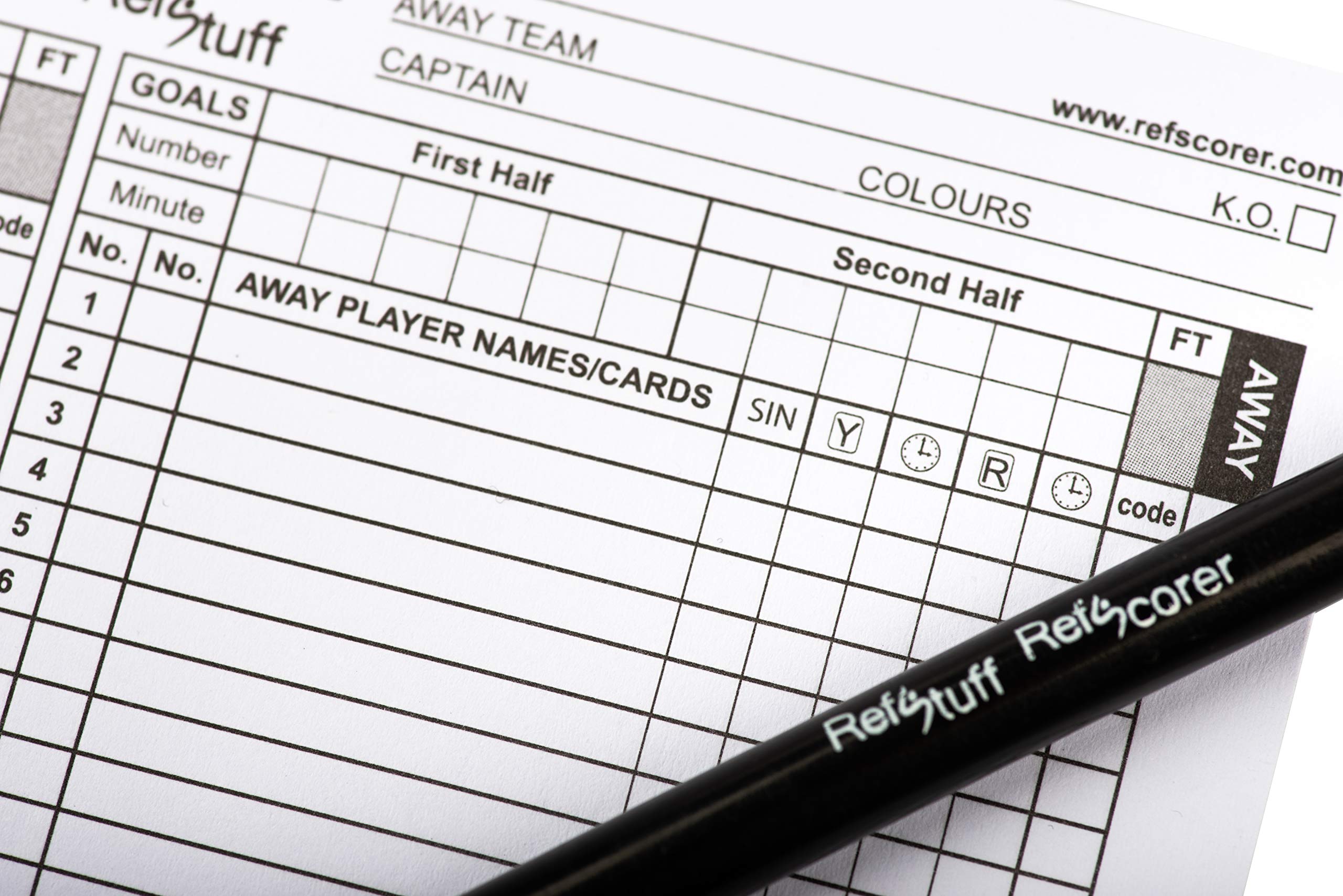 RefStuff RefSheet (Pack 50) Soccer Referee Match Day Score Sheets (inc sin Bins)