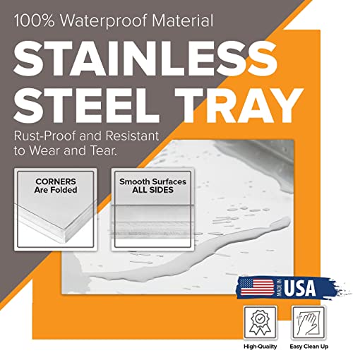 Metal Replacement Tray for Dog Crate - Stainless Steel - 41 x 26 x 1 - Chew Proof And Crack Proof Pet Kennel Tray - Replacement Pan for Midwest Central Metal Crates - by Pinnacle Woodcraft