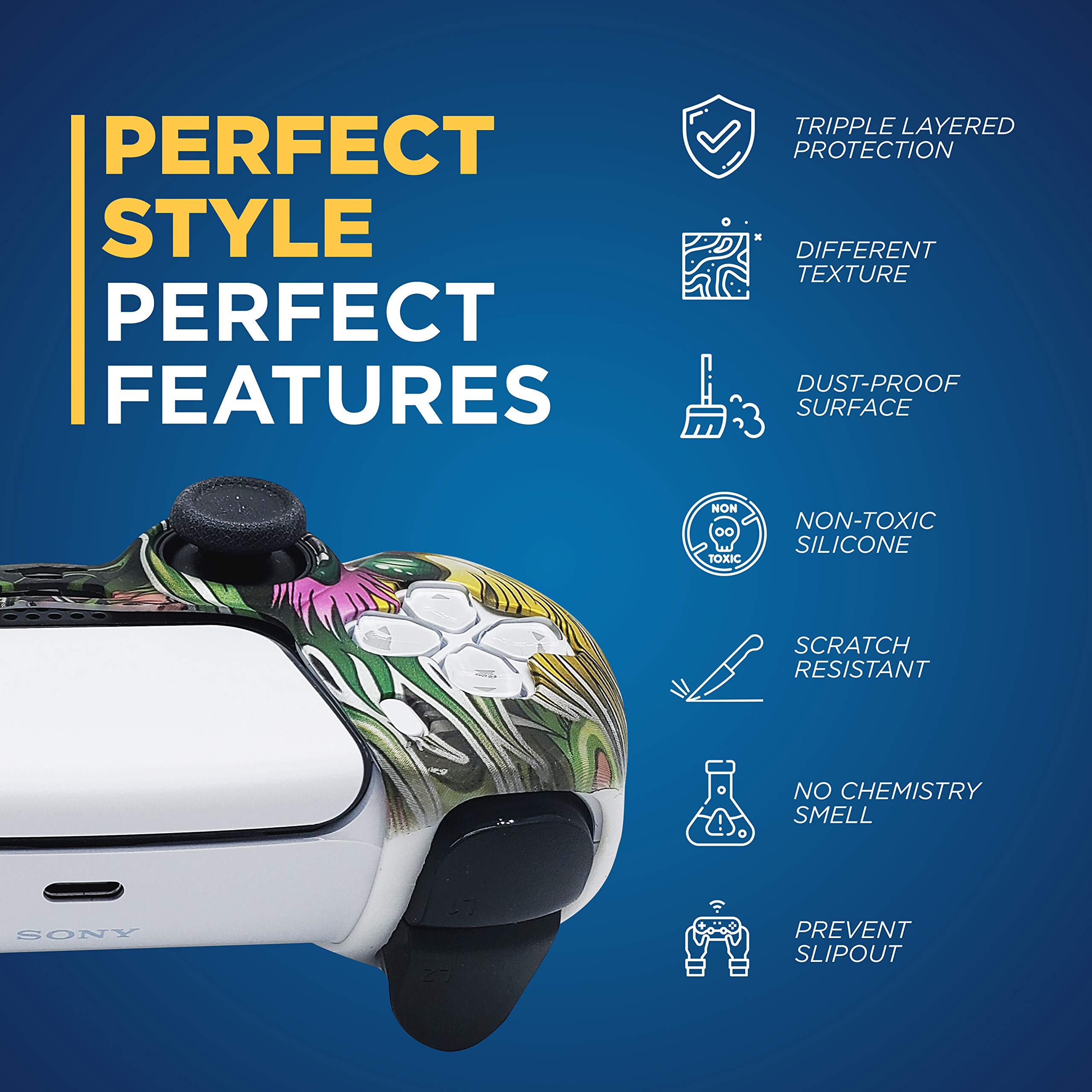 PS5 Silicone Gel Grip Controller Cover Skin Protector (ps5 Green) Compatible for Sony PlayStation 5, Compatible for PlayStation 5 Accessories, Wireless Controller Protector Covers, PS5 Skin