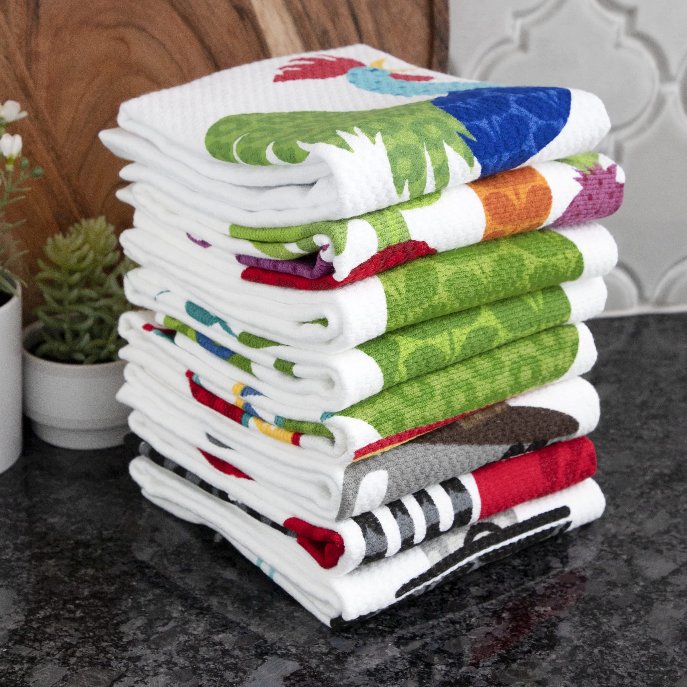 T-Fal Textiles 62445 2-Pack Veggie Print Dual Sided Woven Weave Cotton Kitchen Dish Towel