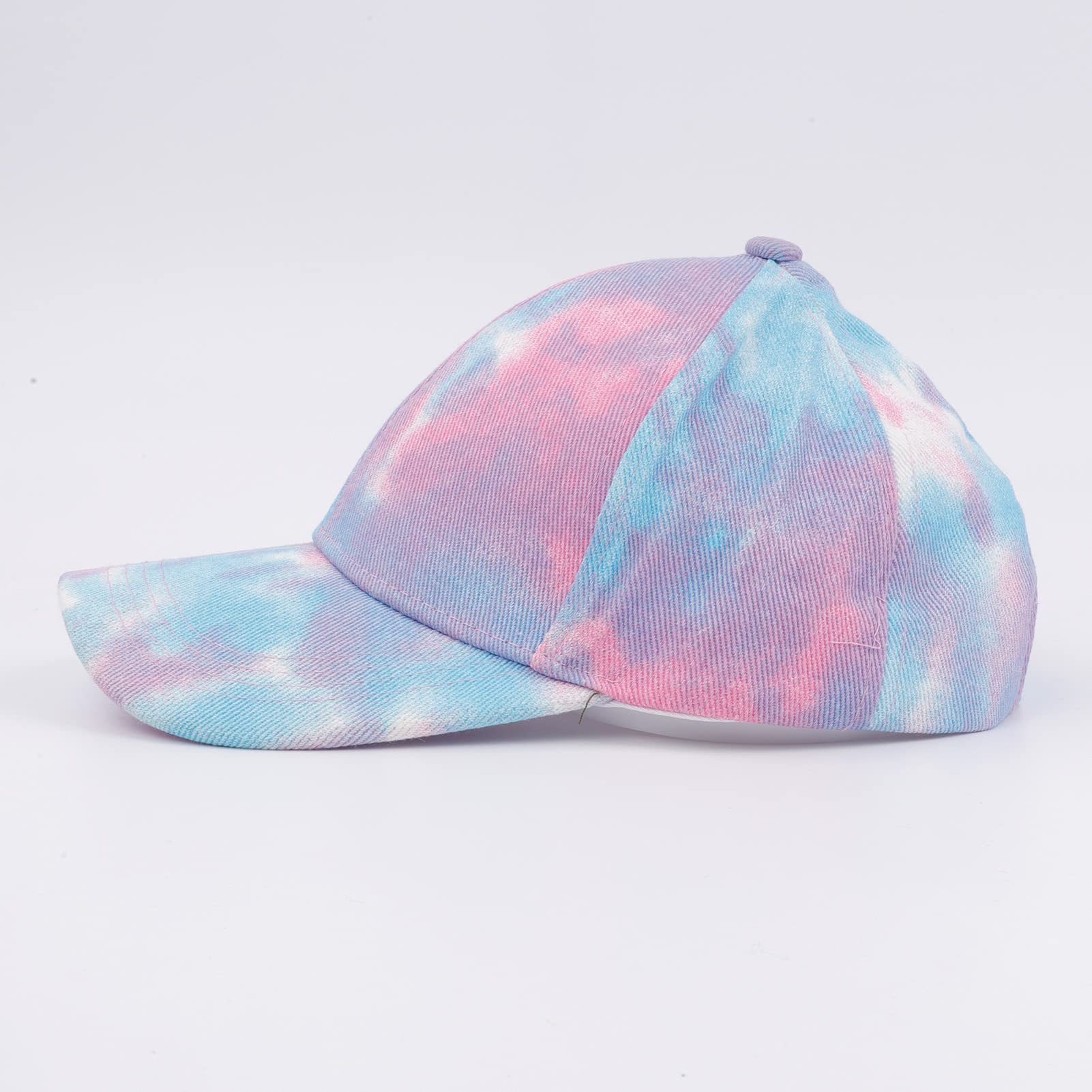 Tie Dye Criss Cross Ponytail Cap Adjustable High Messy Bun Ponycap Hiphop Baseball Cap for Women Men