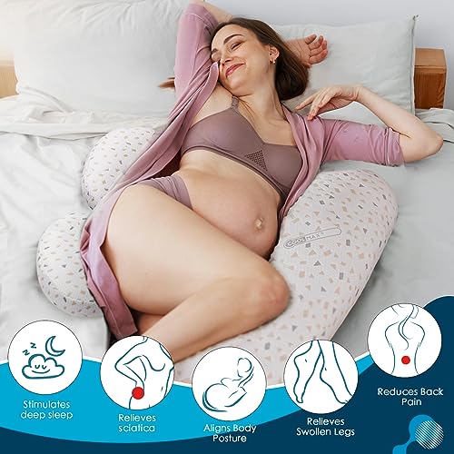 Pregnancy Pillows for Pregnant Women Left Sleeping, Body Maternity Pillows to Support Women's Belly, Back, Legs, HIPS with Detachable and Adjustable Pillow Cover, H Shape Grey
