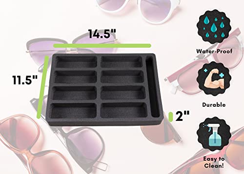 Polar Whale Sunglasses Drawer Organizer Tray Insert for Home Bedroom Bathroom Vanity Dresser Counter Table Waterproof Washable Black Foam 6 Compartment 11.5 x 14.5 Inches