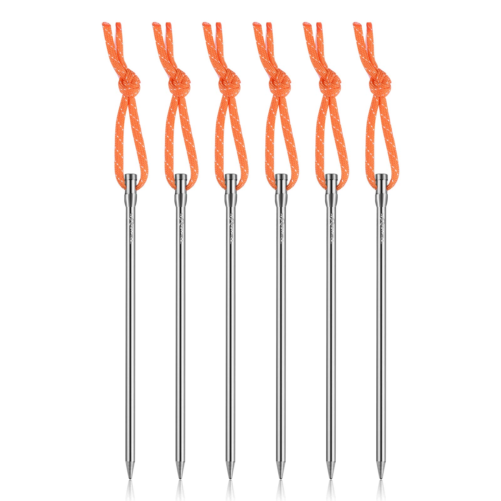 Tentock 6pcs Titanium Alloy Tent Stakes Durable Ultralight Camping Tent Pegs Windproof Tent Nails Spikes with Reflective Drawstring for Outdoor Camping Backpacking Hiking (TT0144(16.5CM))