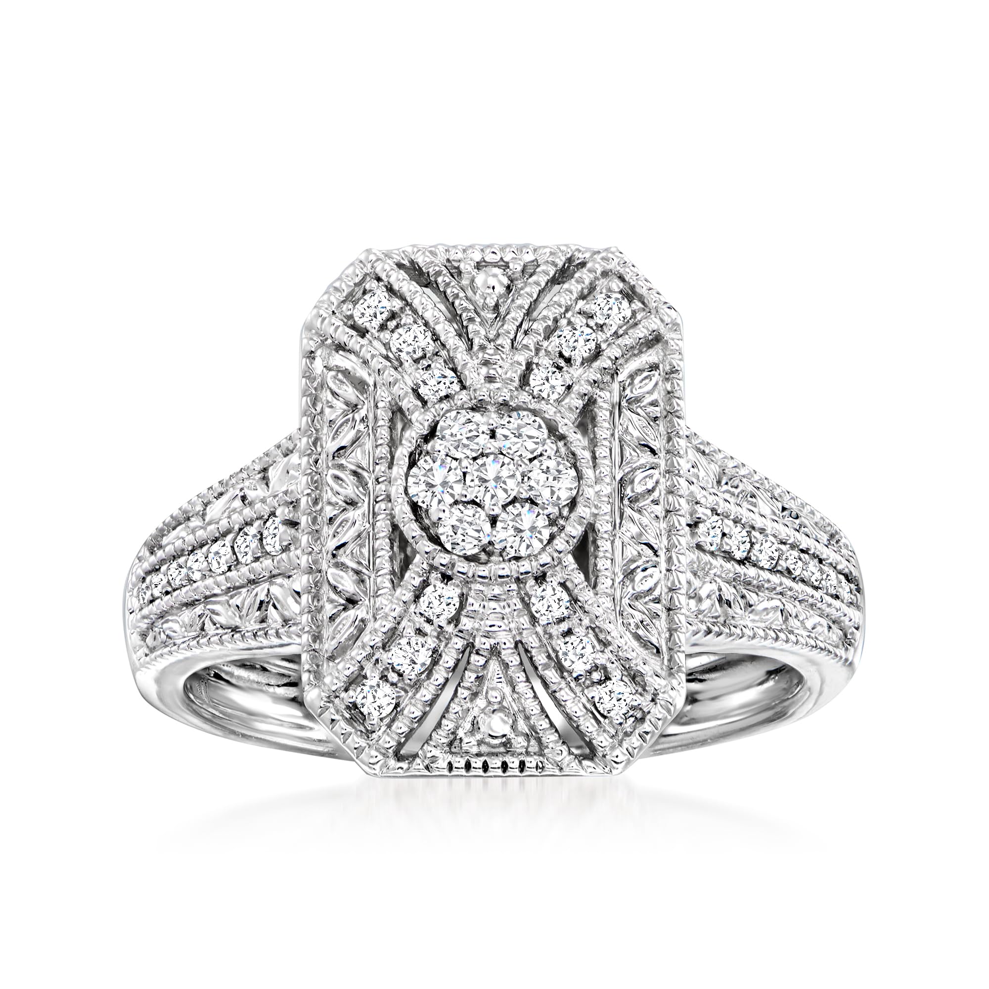 Ross-Simons 0.50 ct. t.w. Diamond Scrollwork Ring in Sterling Silver. Size 10