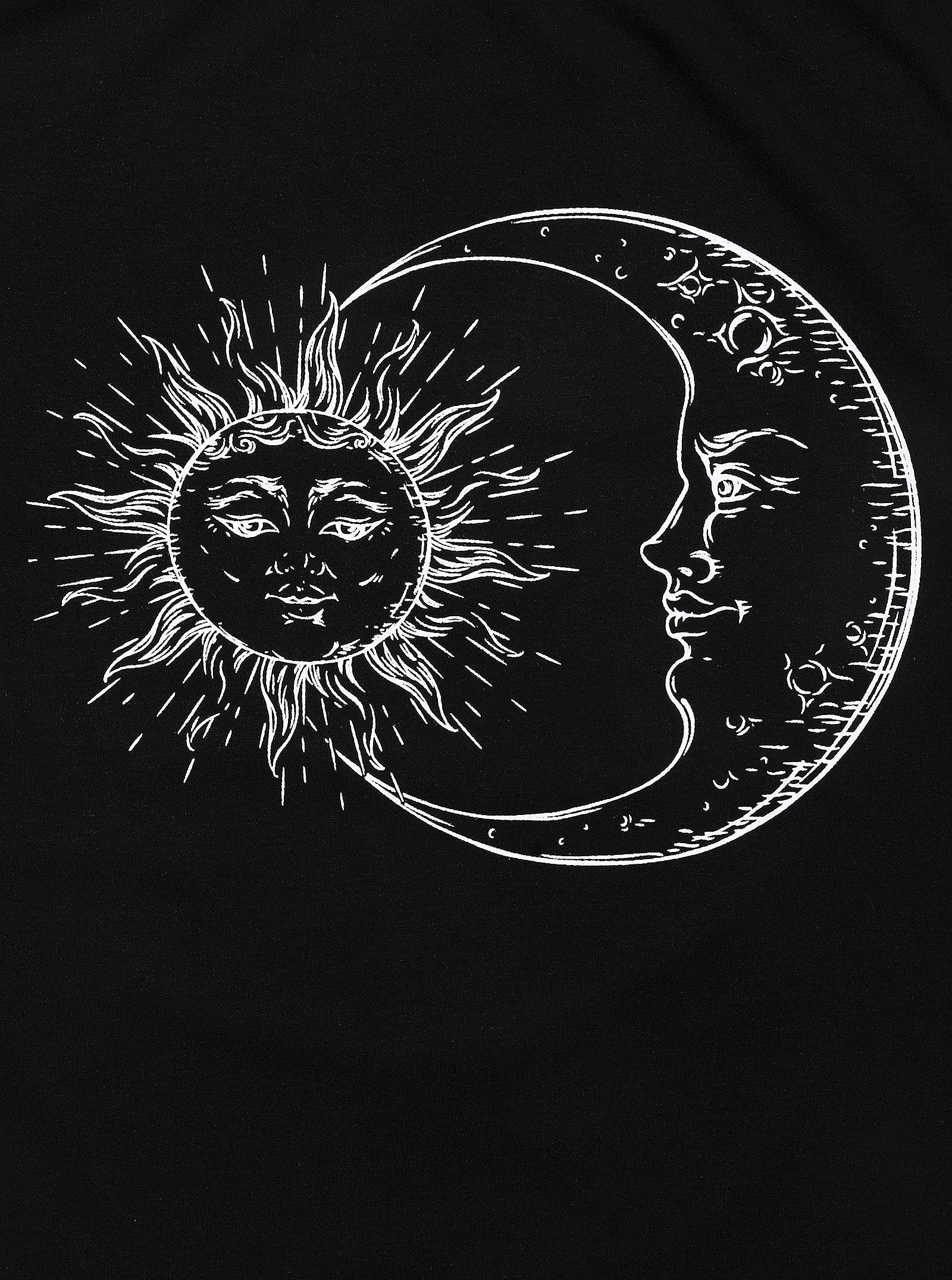 Remidoo Women Off The Shoulder Tops Short Sleeve Sun and Moon T-Shirt Casual Blouse B-Black Large