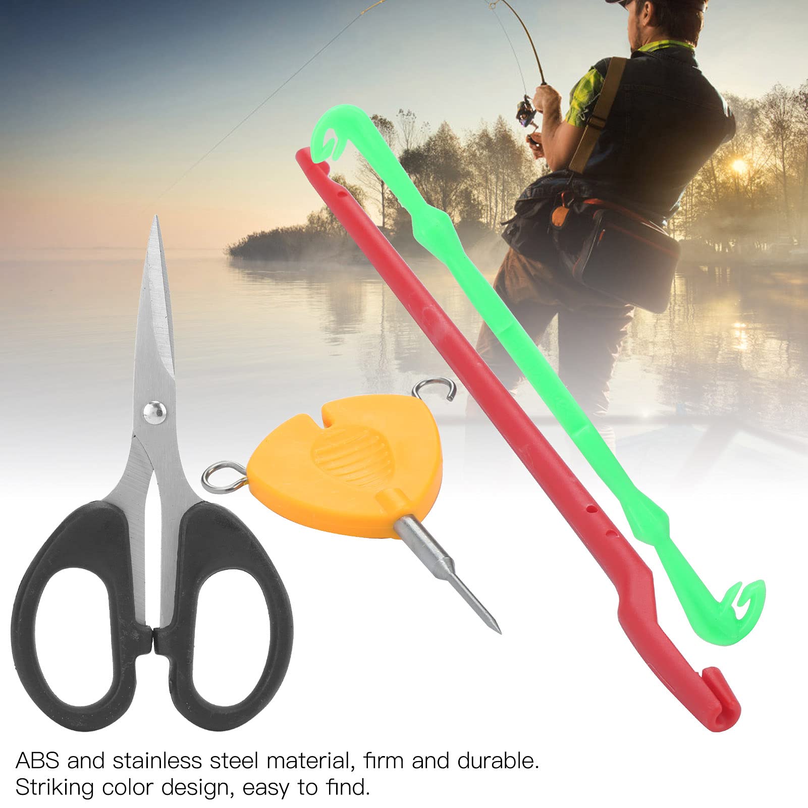 Shanrya Multi Fishing Knot Puller Tool Set, Easy to Carry Fishing Line Knot Tool Beautiful Appearance High Reliability for Business for Outdoor(Orange Bait Puller Four-Piece Set)
