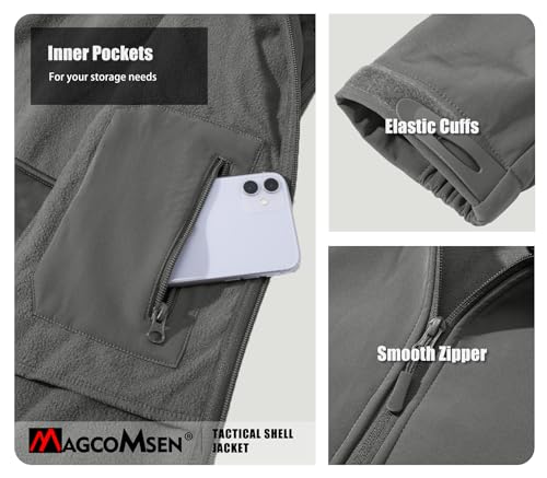 Mens Waterproof Jacket Mens Winter Coat Windproof Jacket Tactical Jackets Rain Jacket Winter Jacket Softshell Jacket for Men Grey XL