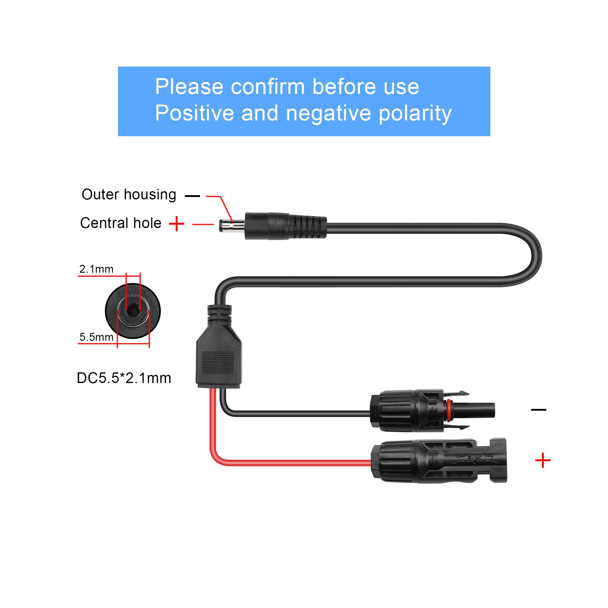 PNGKNYOCN Solar Panel Connectors to DC 5.5x2.1mm Extension Power Cable 14AWG Solar Panel Converter Cable for Solar Panel Charger and Portable Solar Generator(4.9FT)